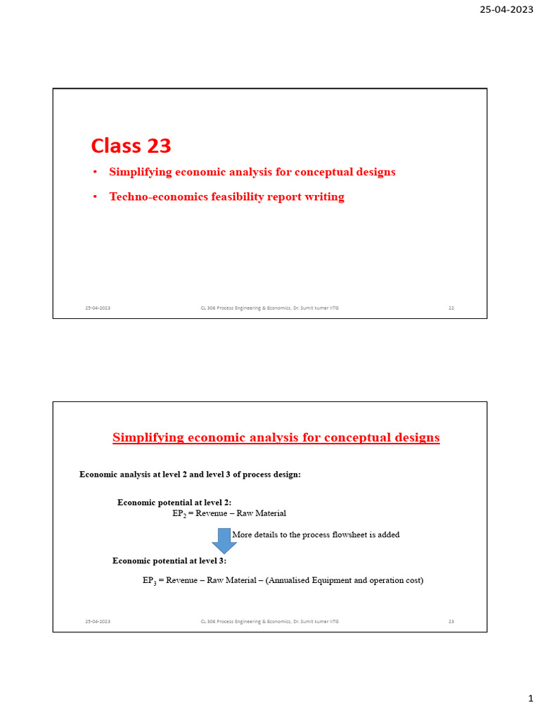 Class 23 | PDF | Process Engineering | Economics