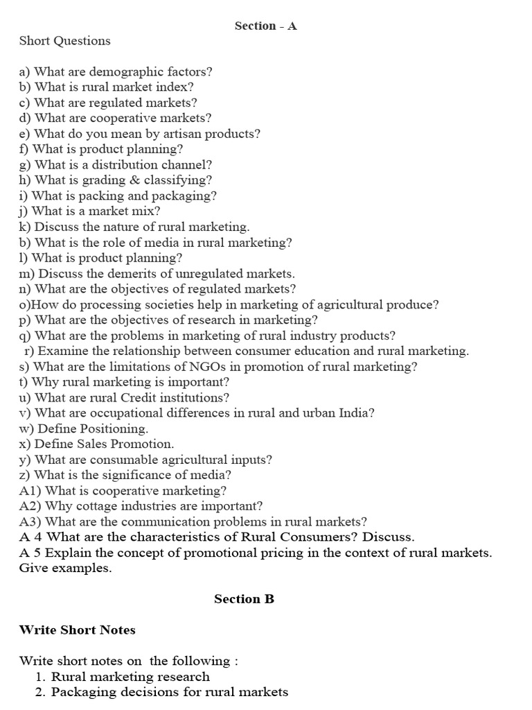 Imp Questions | PDF | Marketing | Market Segmentation