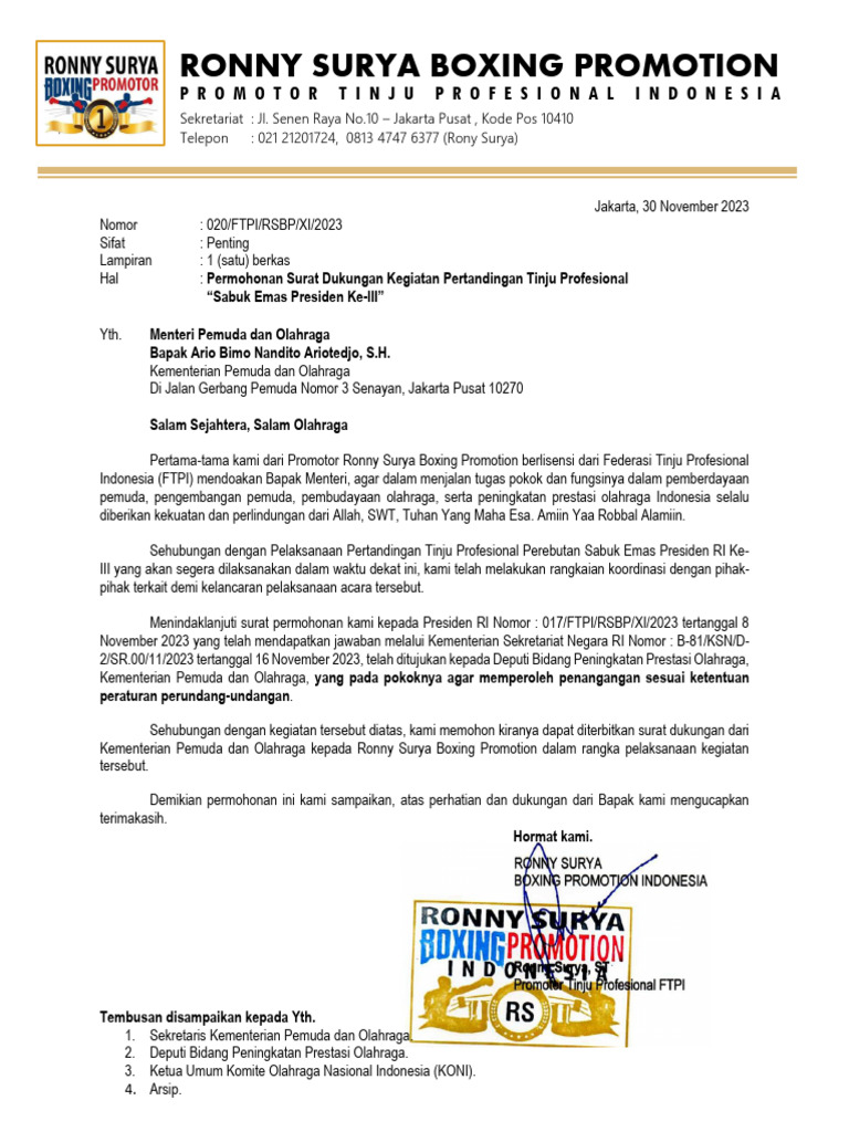 Surat Final Kemenpora | PDF | Hukum