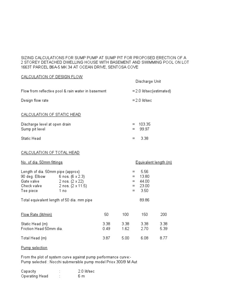 Pump Calculation | PDF
