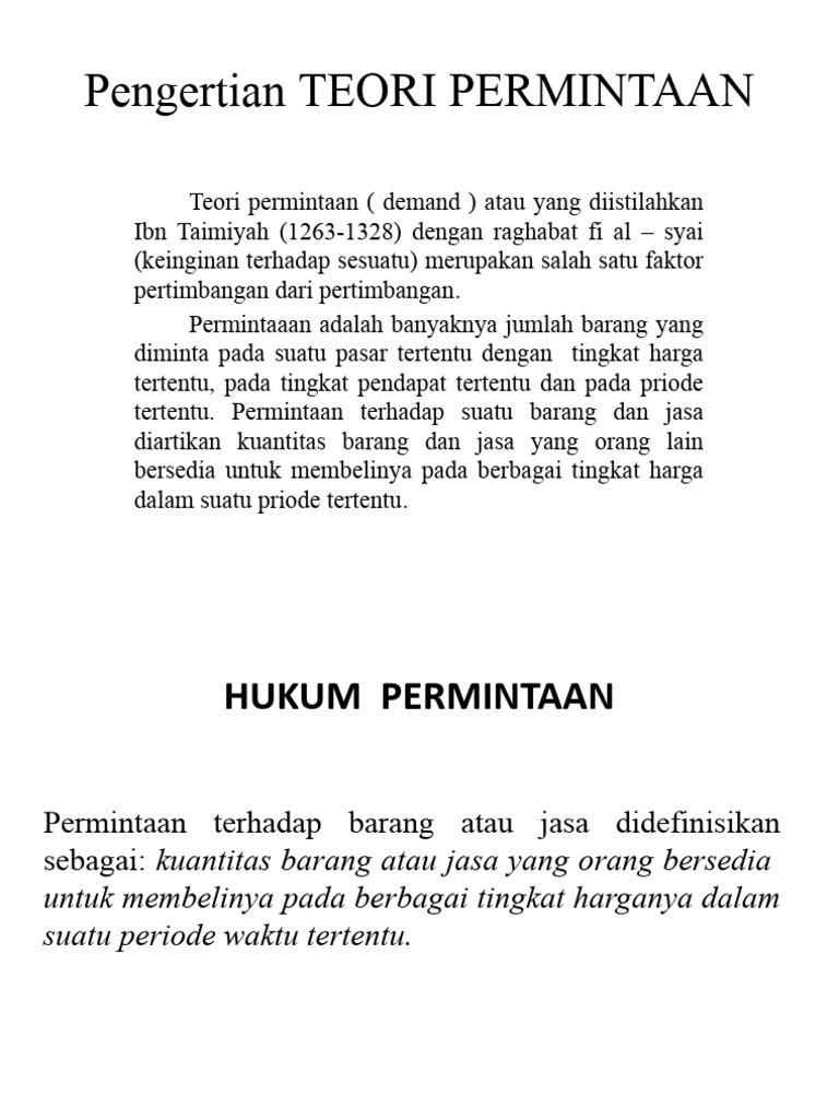 Pengertian TEORI PERMINTAAN | PDF