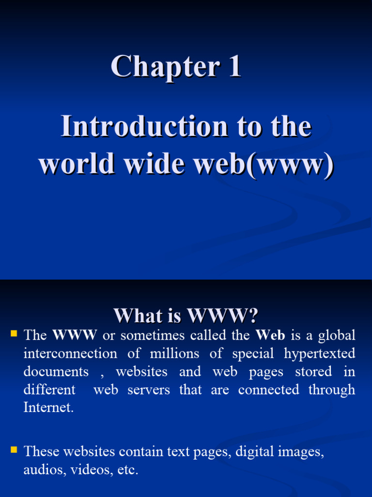 Introduction To WWW | PDF | World Wide Web | Internet & Web