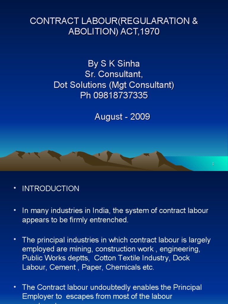 CONTRACT LABOUR ACT | Employment | Labour Economics
