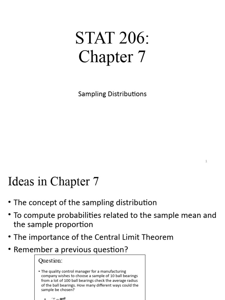 Stat 206 Chapter 7 Sampling Distributions Pdf Standard 7663