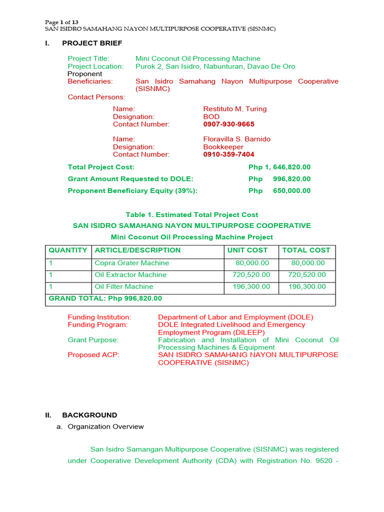 SISNMC-Project-Proposal-Coconut Oil | PDF | Cocoa Bean | Demand