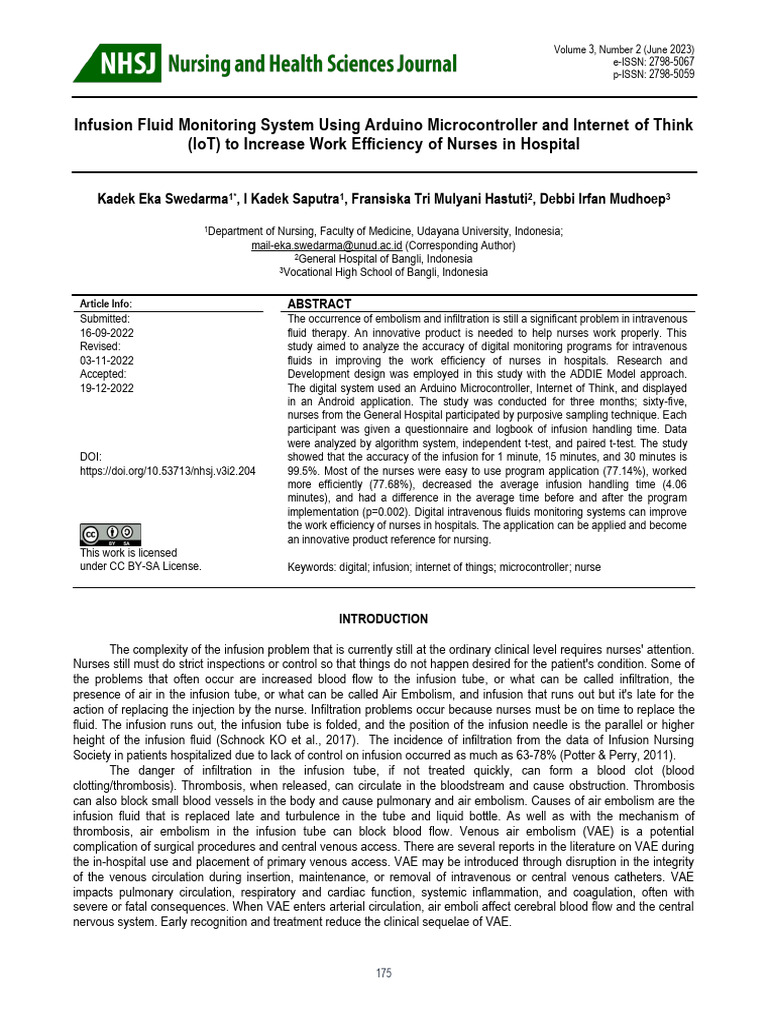 Infusion Fluid Monitoring System Using Arduino Microcontroller and ... Infusion Fluid Monitoring System Using Arduino Microcontroller and ...