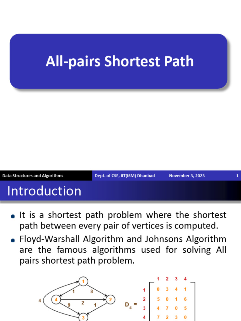 All Pairs Shortest Path | PDF | Dynamic Programming | Mathematical Analysis