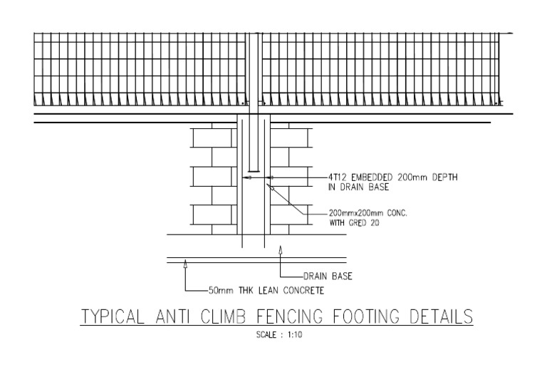 Typical Anti Climb Fencing Footing Details | PDF