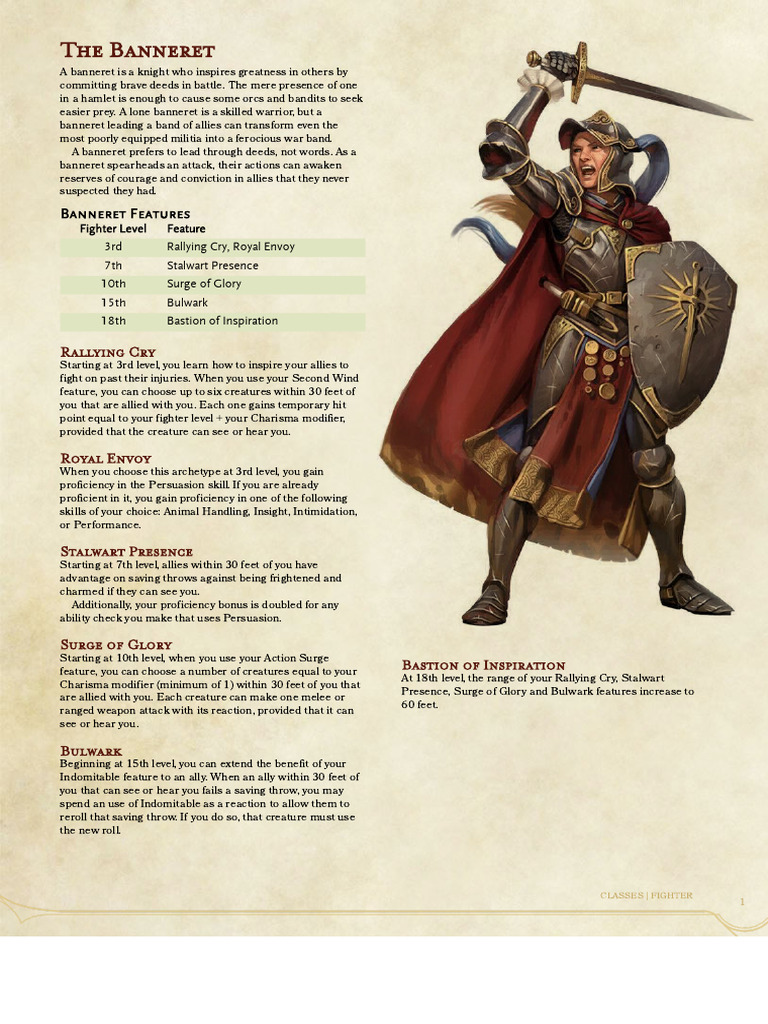 Banneret: Inspiring Fighter Archetype | PDF