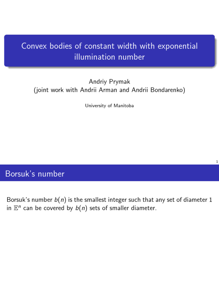 Prymak Slides | PDF | Convex Set | Diameter