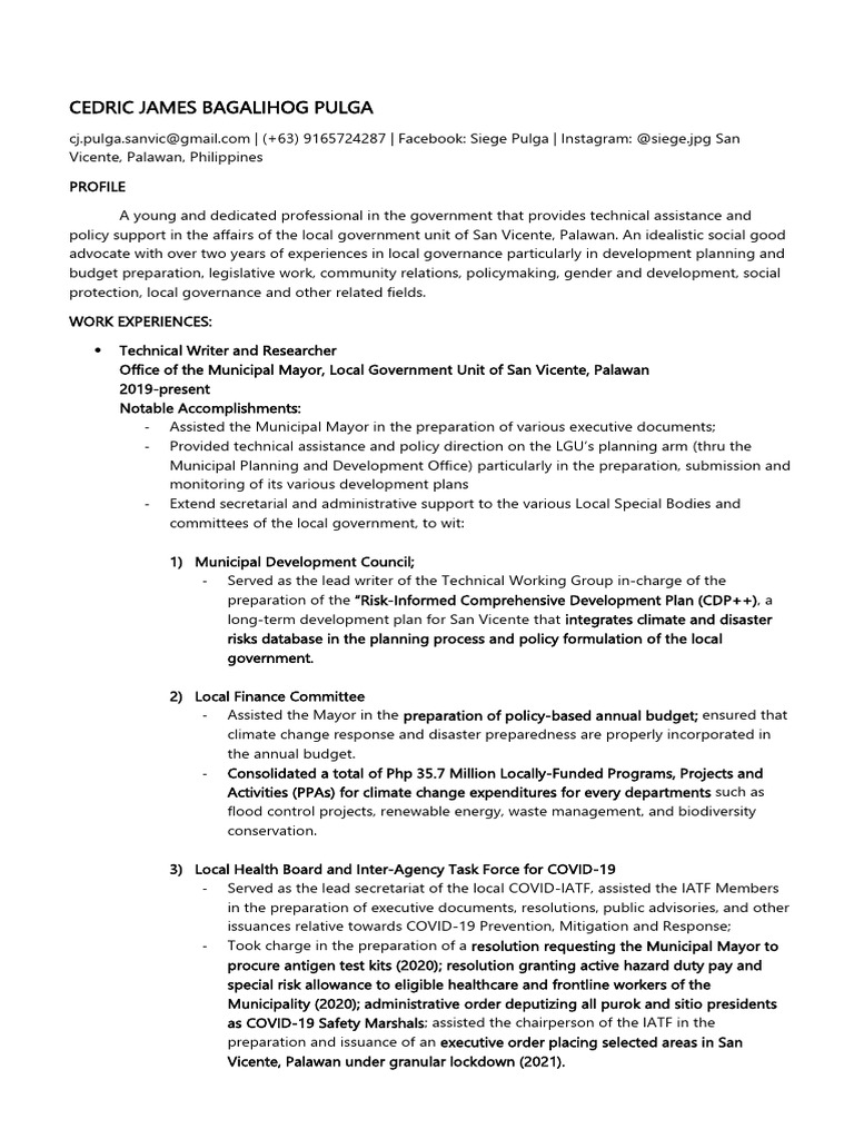 Updated Resume PULGA CEDRIC JAMES B. | PDF