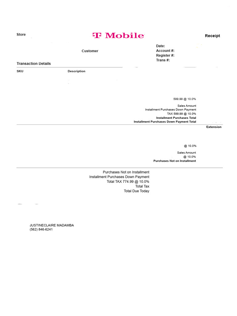 T Mobile Original 2021 | PDF | Payments | Receipt