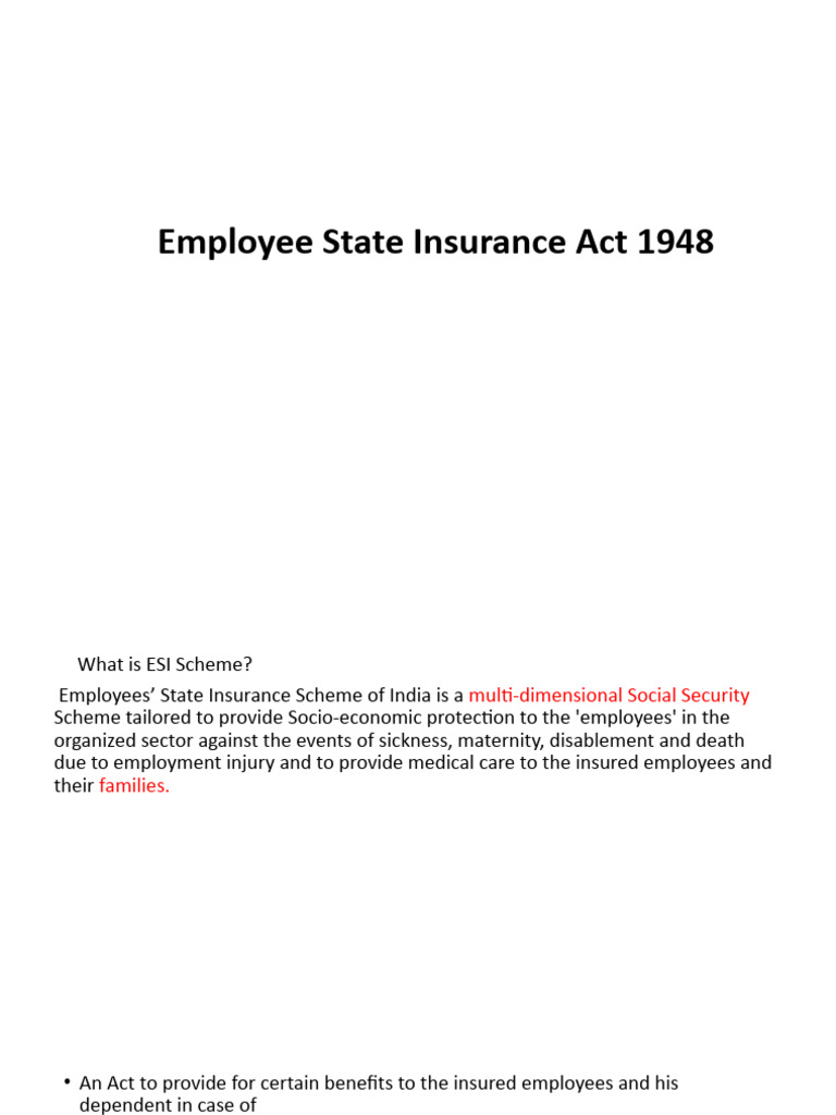 Employee State Insurance | PDF | Employment | Justice