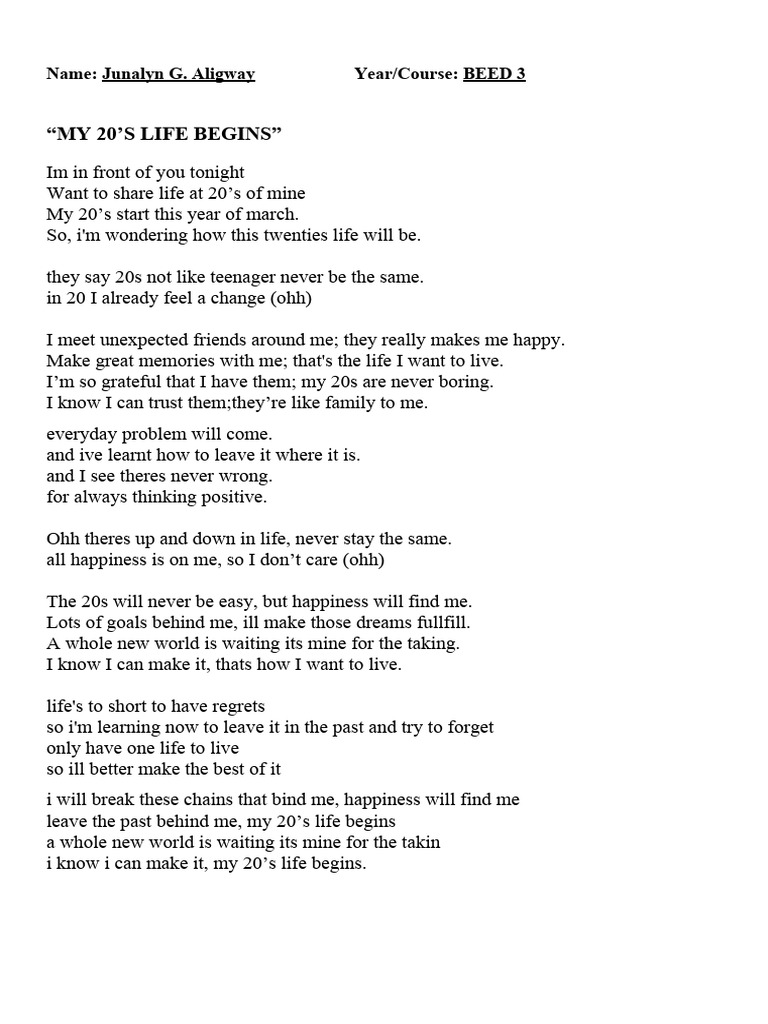 Assignment (Song Lyrics) | PDF