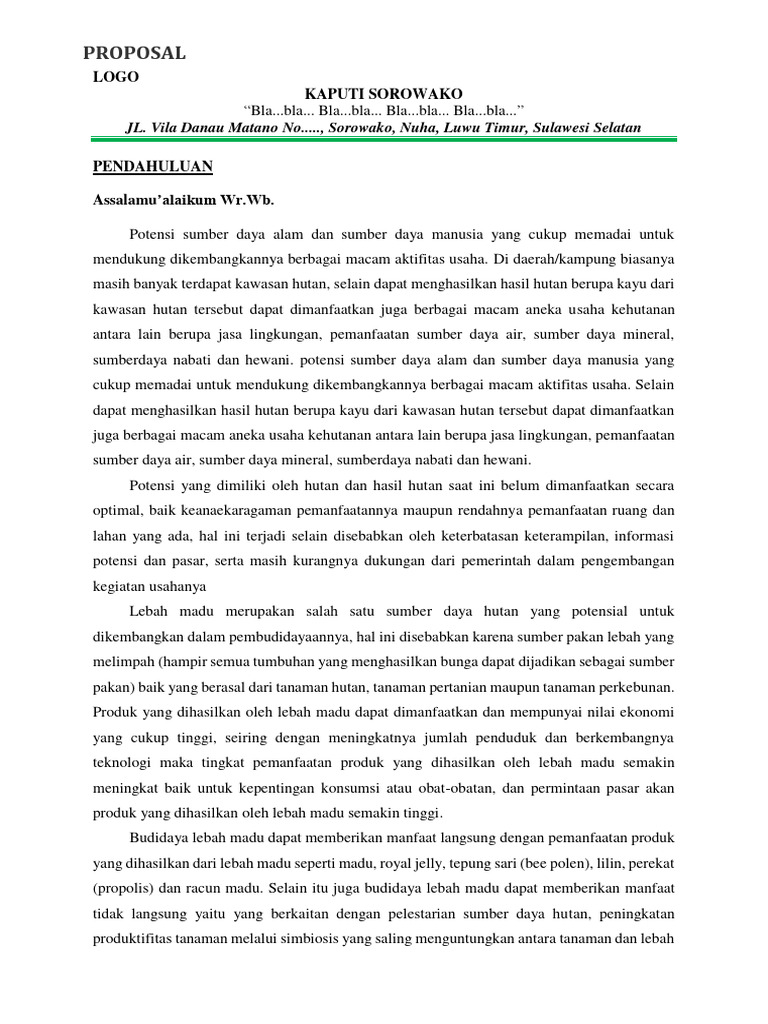 Proposal KAPUTI LEBAH TRIGONA | PDF