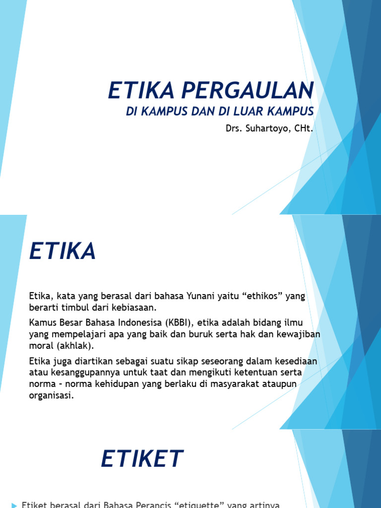 Etika Pergaulan Di Kampus Dan Di Luar Kampus 2022 | PDF