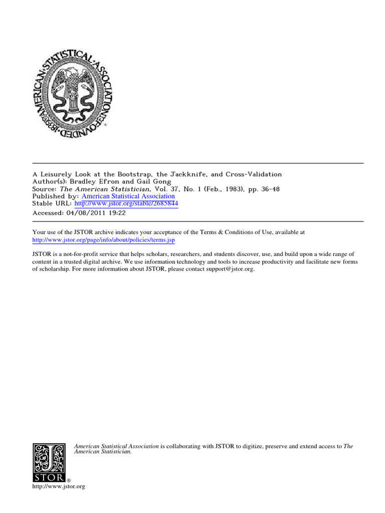 1983 Efron Gong A Leisurely Look at The Bootstrap Jackknife CV CV | PDF ...