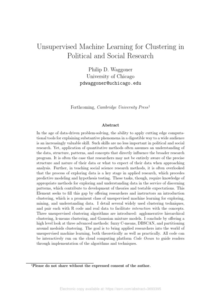 SSRN Id3693395 | PDF | Cluster Analysis | Machine Learning