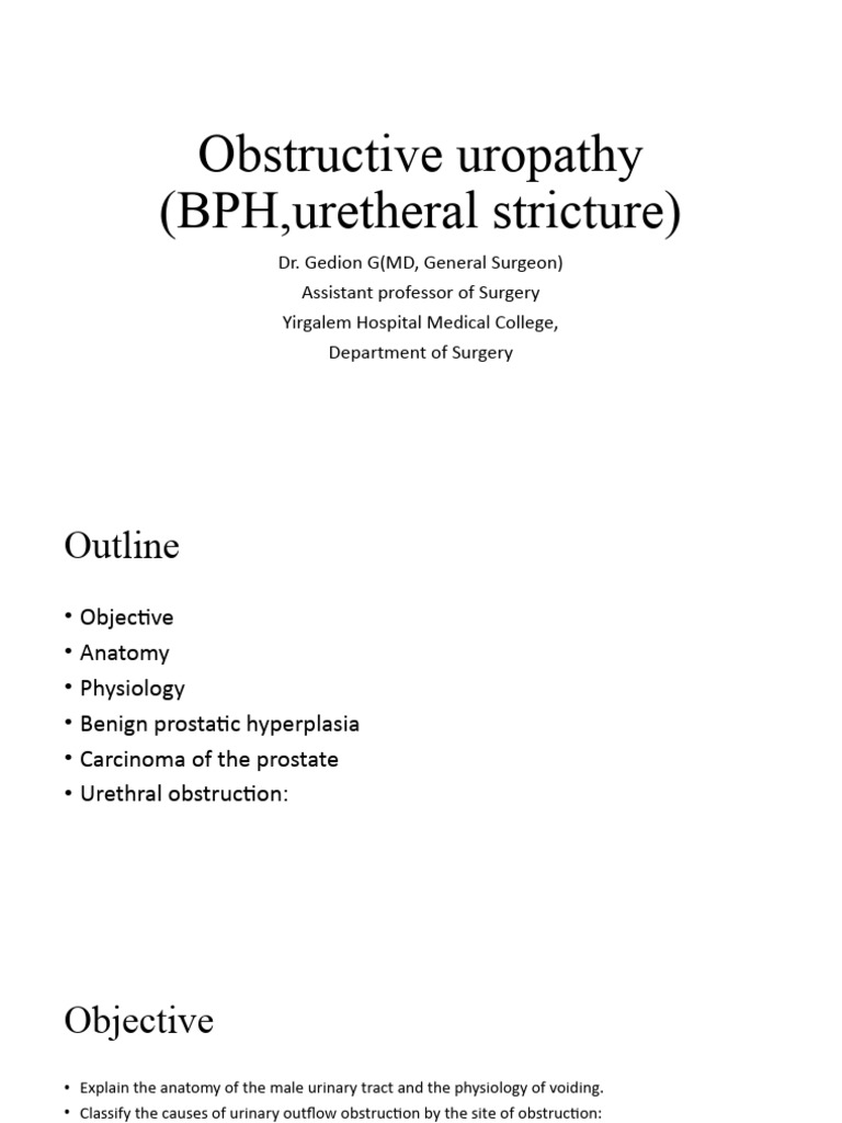 Obstructive Uropathy (BPH, Uretheral Stricture) | PDF | Urination ...