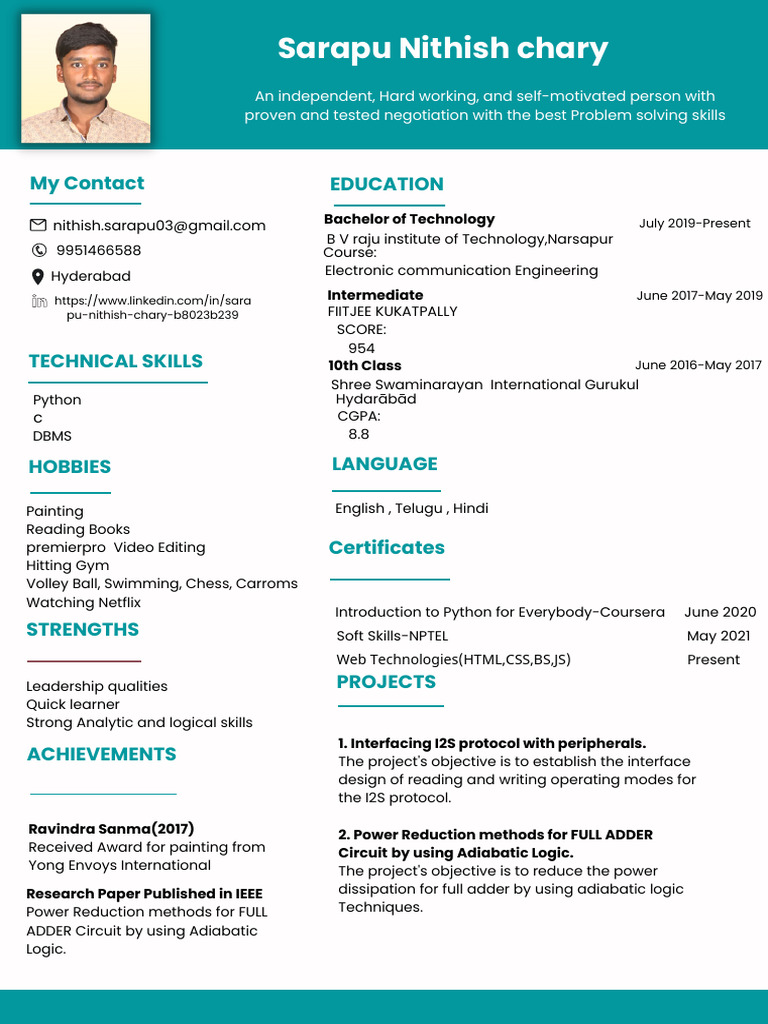 Nithish Resume | PDF | Computing