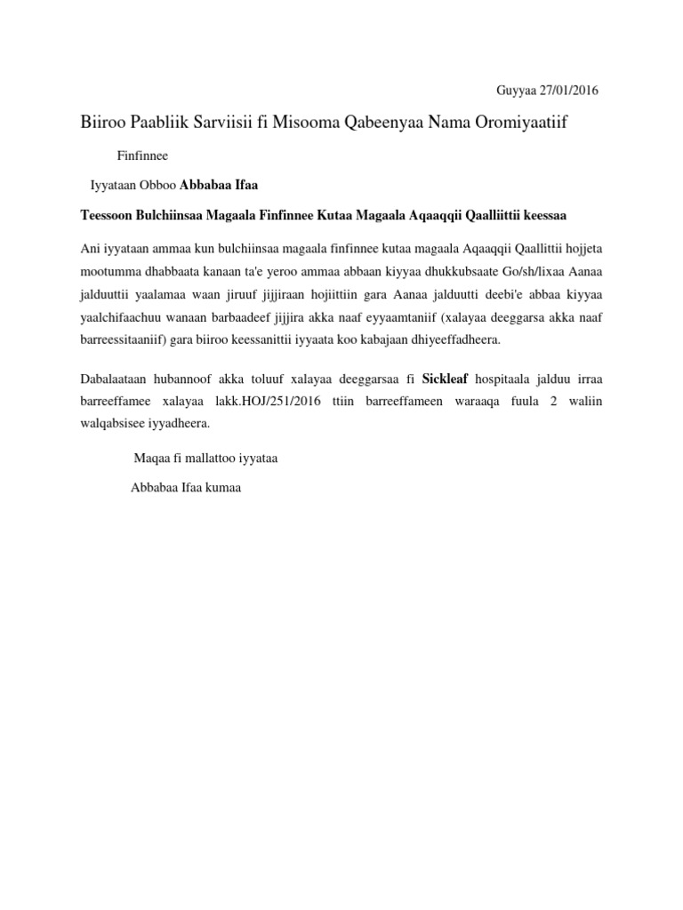 Iyyataa Abbaaba Ifaa | PDF