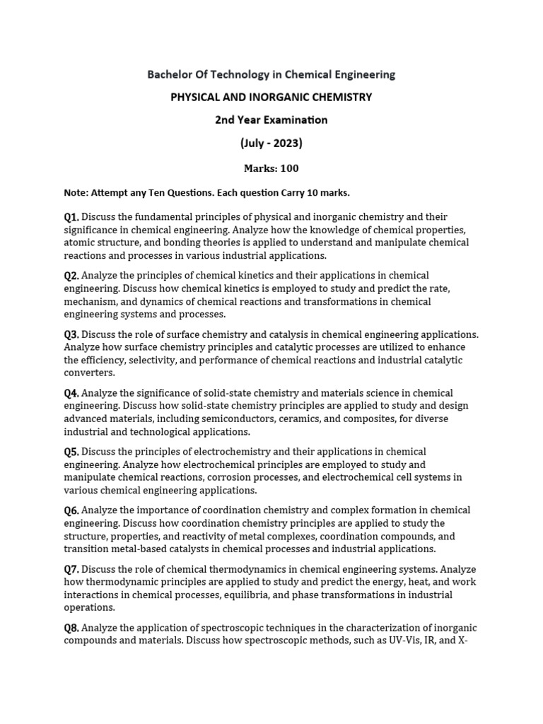 Physical and Inorganic Chemistry | PDF | Inorganic Chemistry | Chemistry