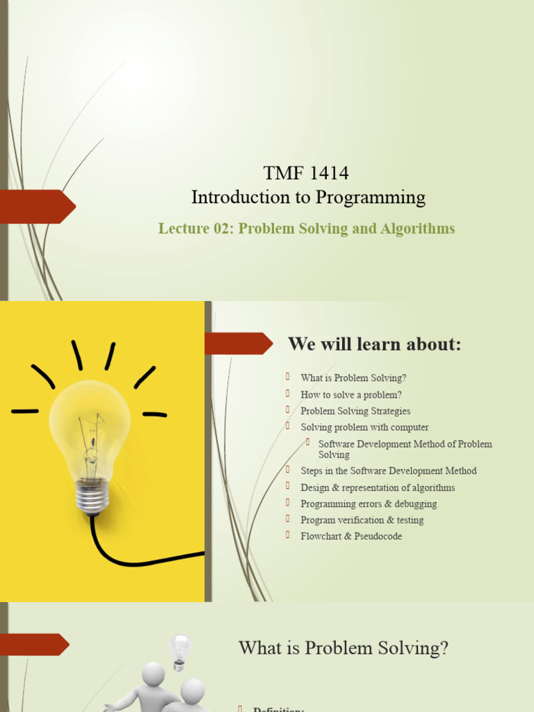Lecture 02 Problem Solving And Algorithm Download Free Pdf Computer Programming