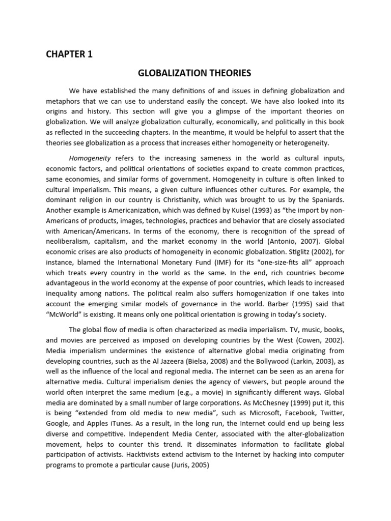 Chapter 1 - Globalization Theories | PDF | Globalization | World Population