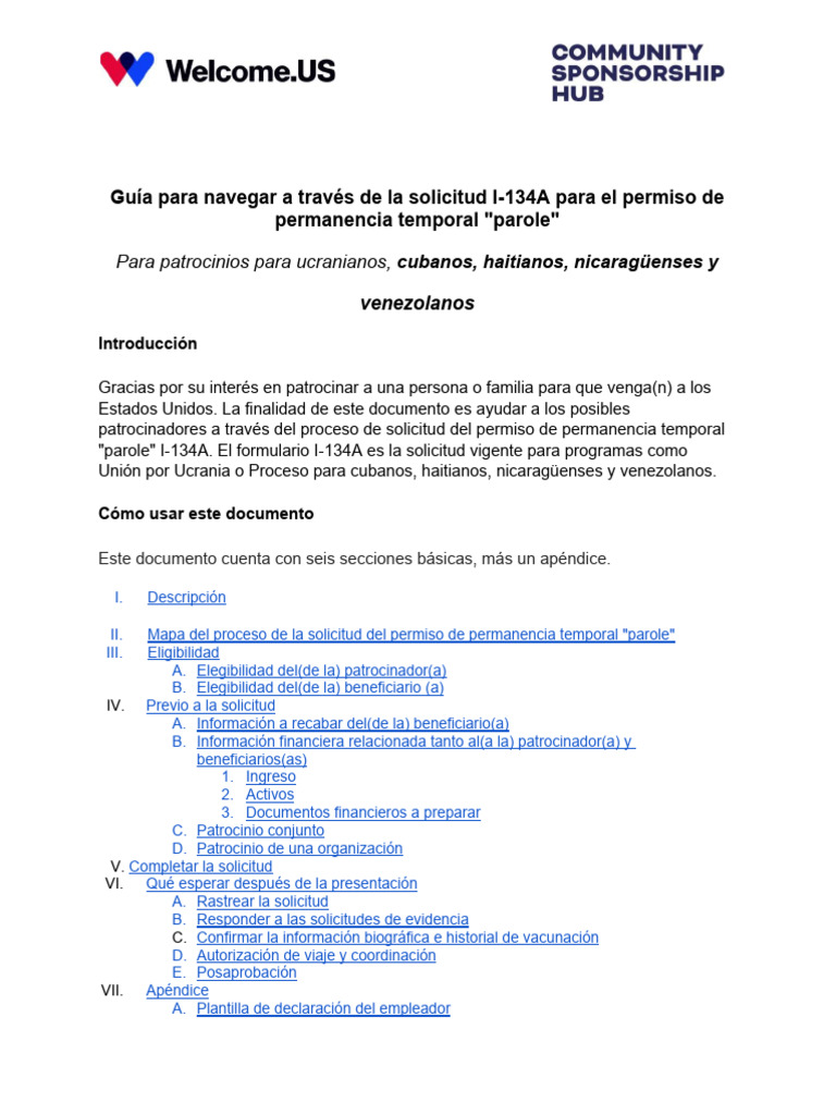 Guía I-134A para Patrocinio de Parole | PDF | Traducciones | Ucrania