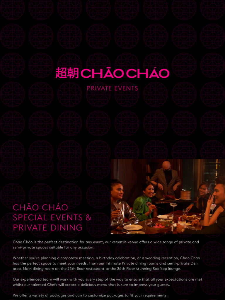 Chāo Cháo Packages | PDF | Menu | Restaurants