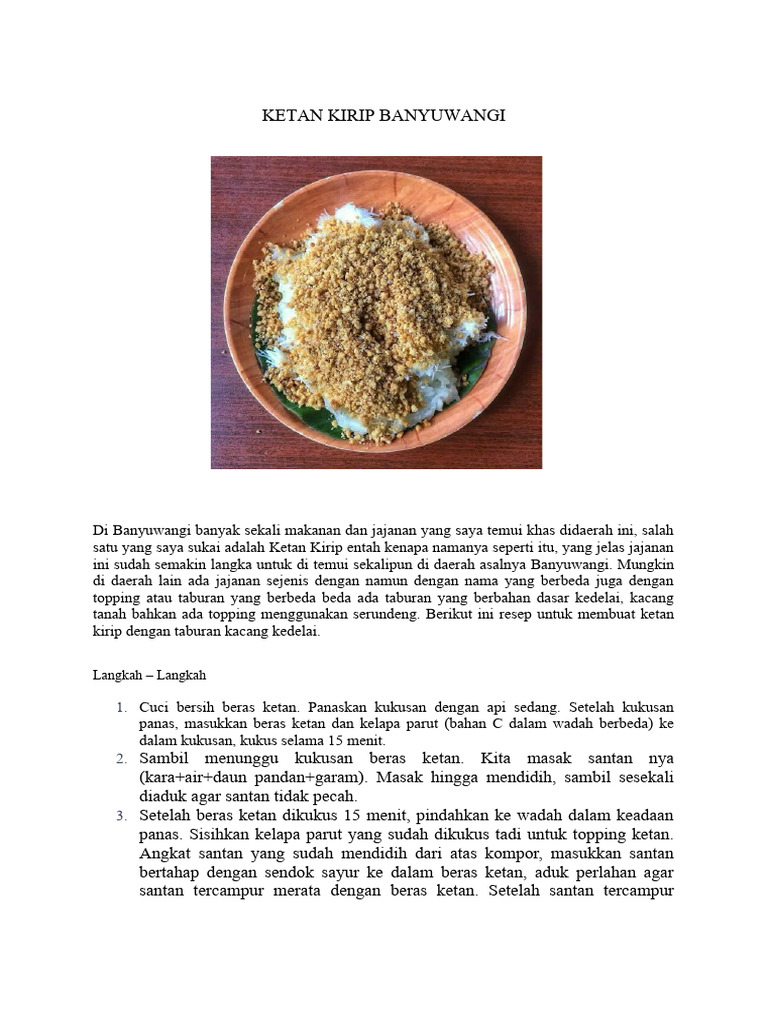 Ketan Kirip Banyuwangi | PDF