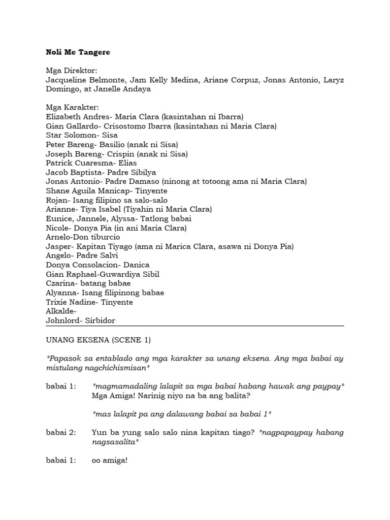Noli Me Tangere Final Script | PDF
