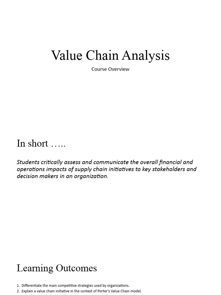 Value Chain Analysis-Overview | PDF | Value Chain | Supply Chain Value Chain Analysis-Overview | PDF | Value Chain | Supply Chain