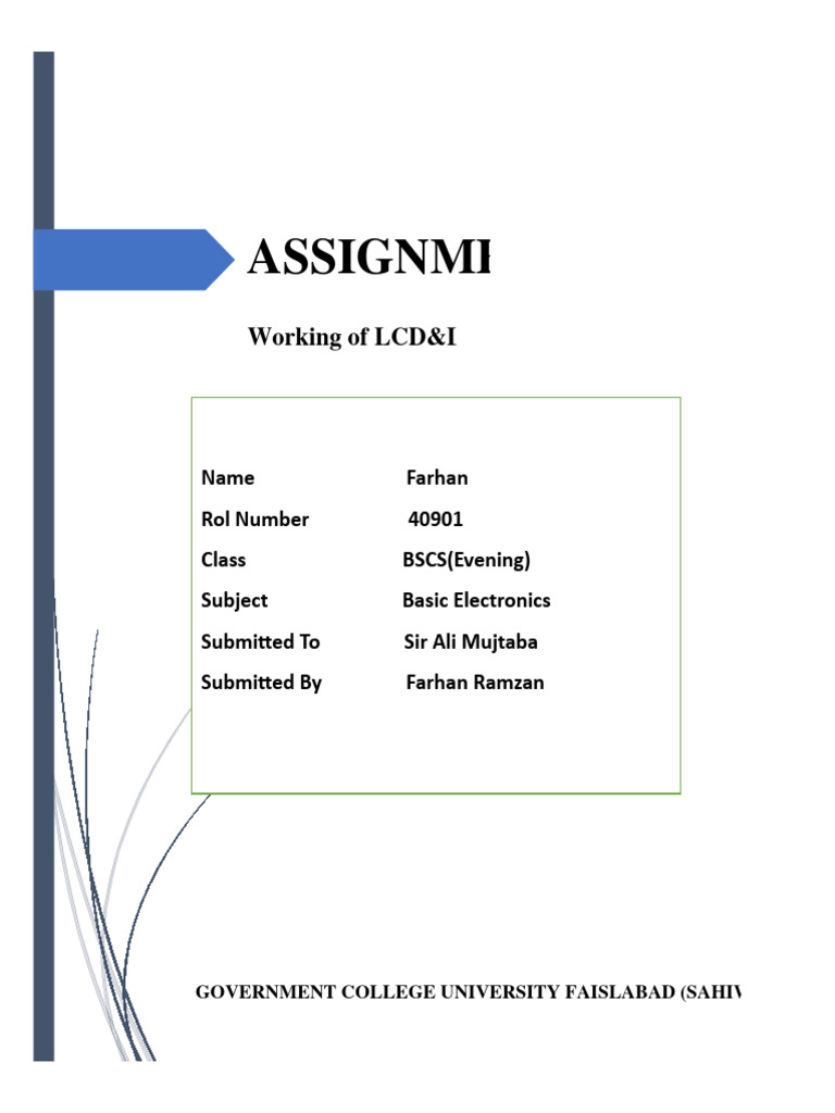 Assignment of Basic Electronics | PDF | Liquid Crystal Display | P–N Junction