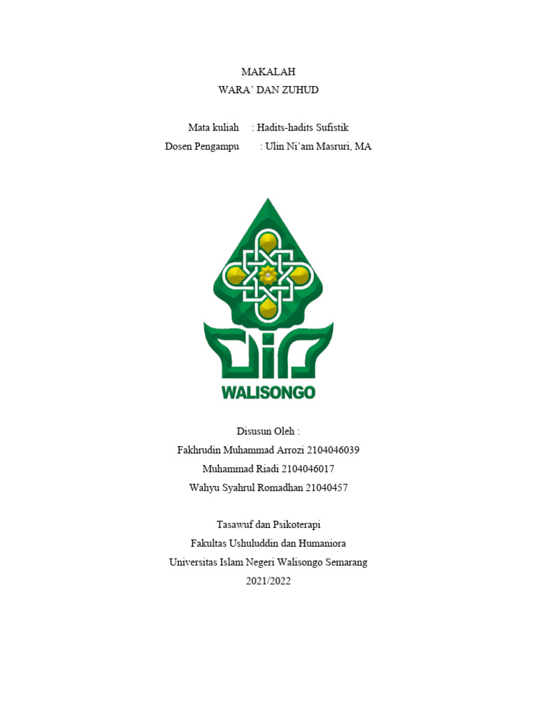 Zuhud Dan Wara' | PDF