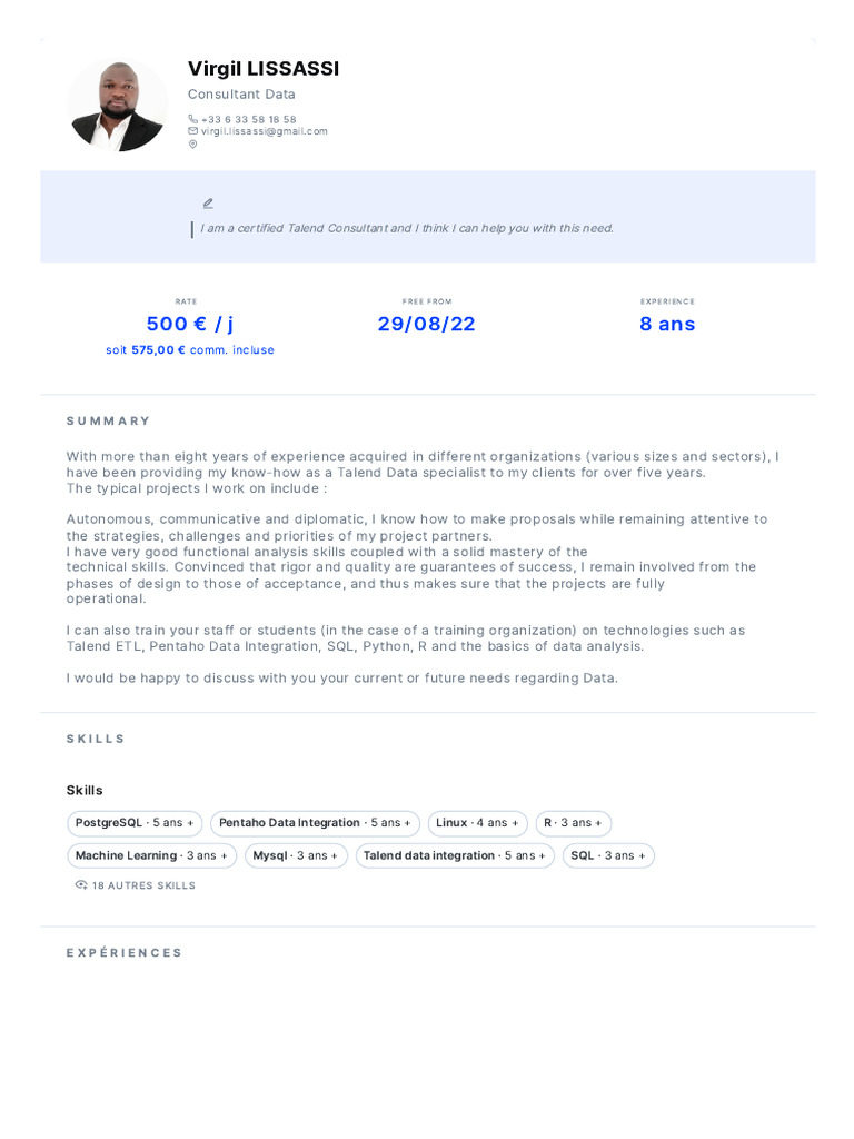 Profile Sample | PDF | Consultant | Data Analysis