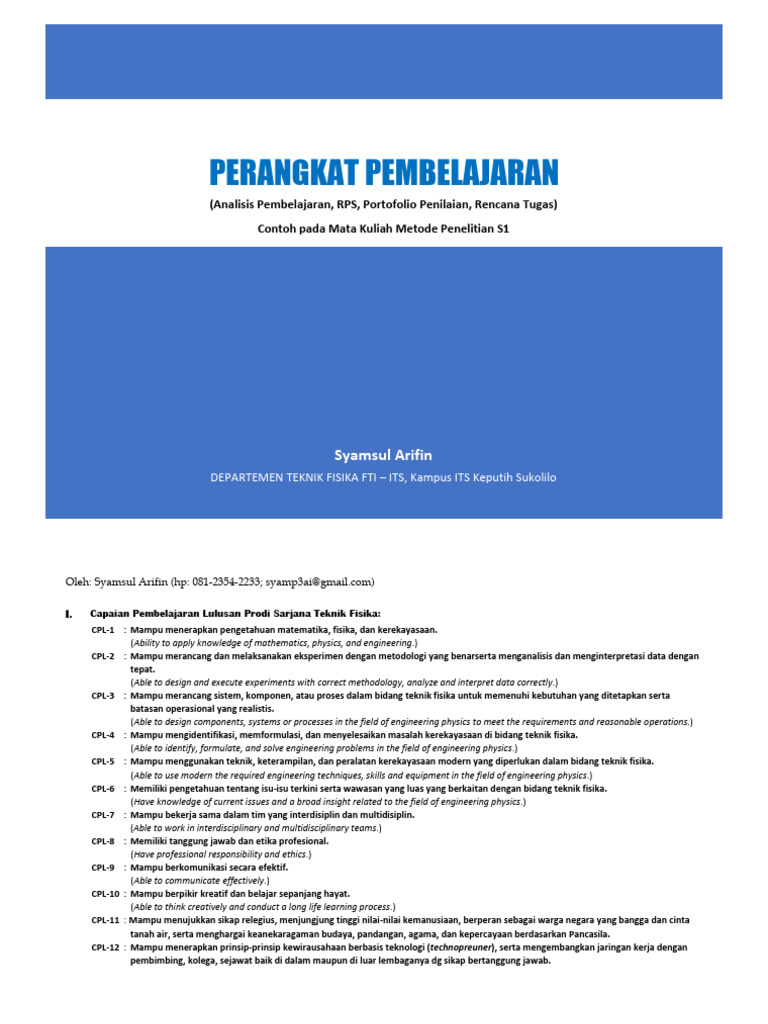 Contoh RPS S1 METPEN (16 07 2022) Blended | PDF