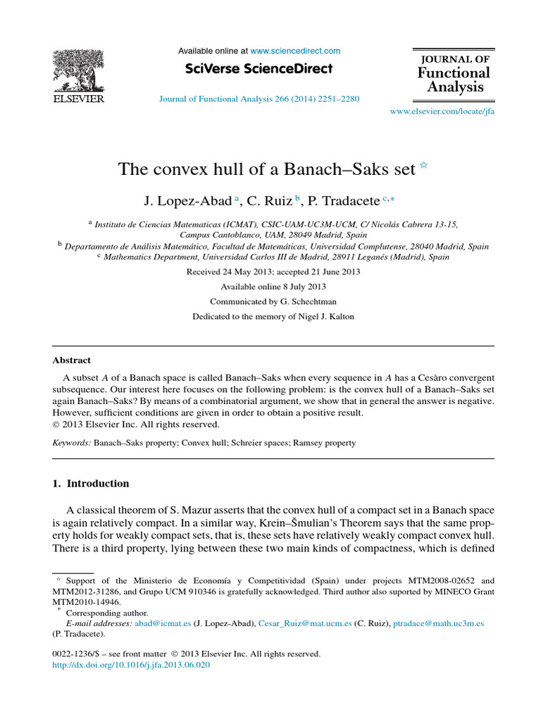 Convex Hulls of Banach–Saks Sets | PDF | Banach Space | Basis (Linear ...