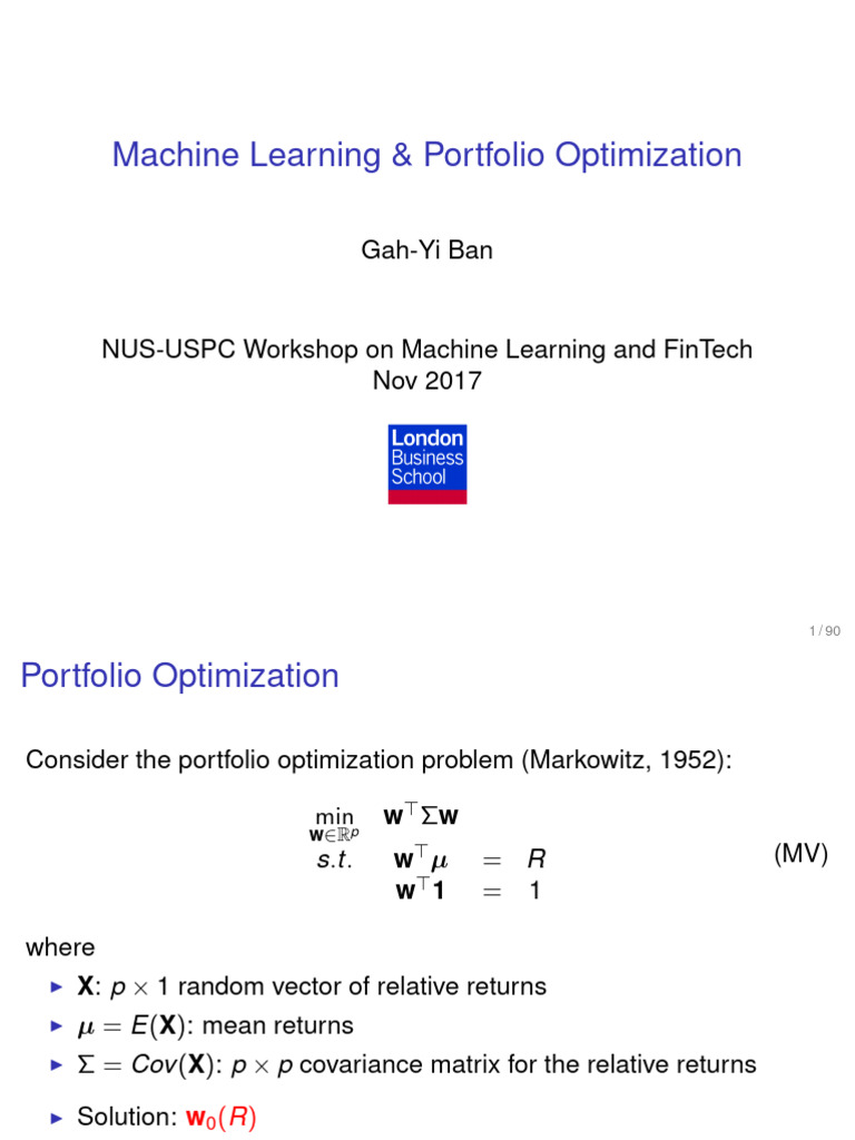 Machine Learning & Portfolio Optimization: Gah-Yi Ban | PDF | Cross Validation (Statistics ...