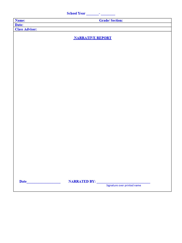 Narrative Report Template Student | PDF