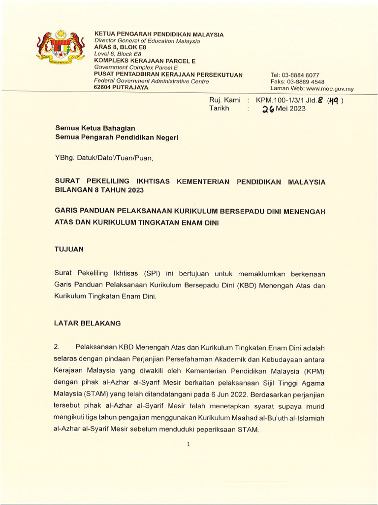 Spi Bilangan 8 Tahun 2023 Garis Panduan Pelaksanaan Kurikulum Bersepadu ... Spi Bilangan 8 Tahun 2023 Garis Panduan Pelaksanaan Kurikulum Bersepadu ...