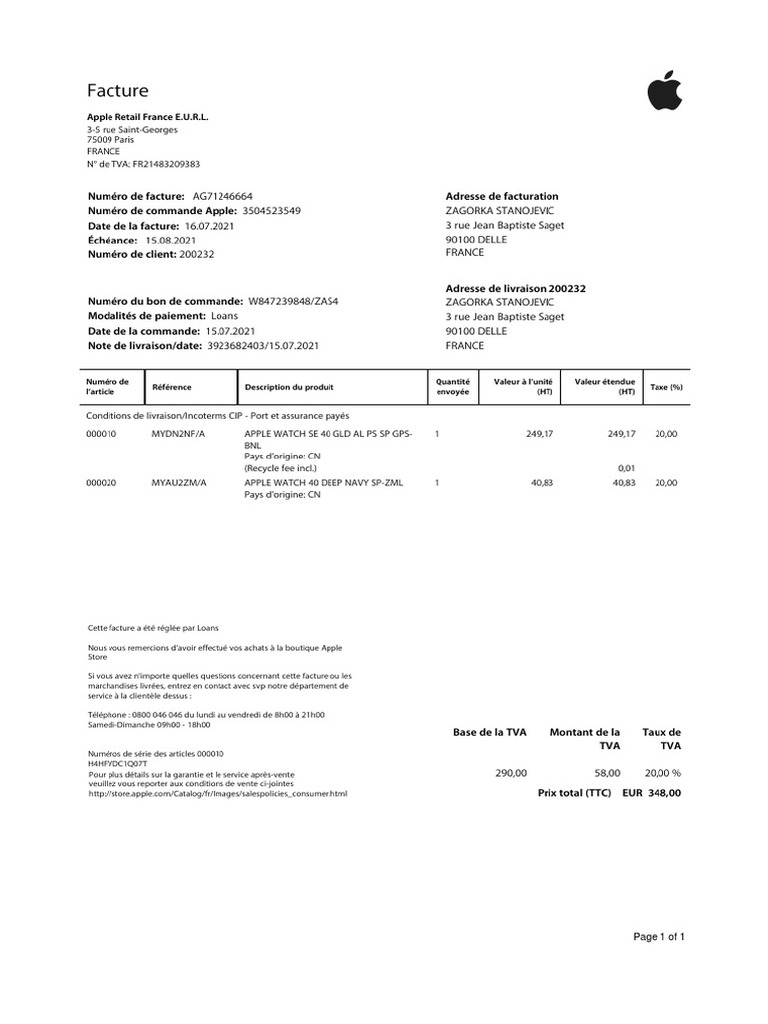 Facture Apple | PDF