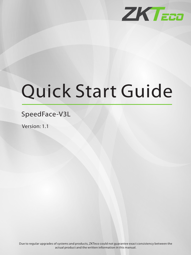 ZK Speedface-V3l Quick Start Guide en v1.1 2 | PDF | Qr Code | Ip Address