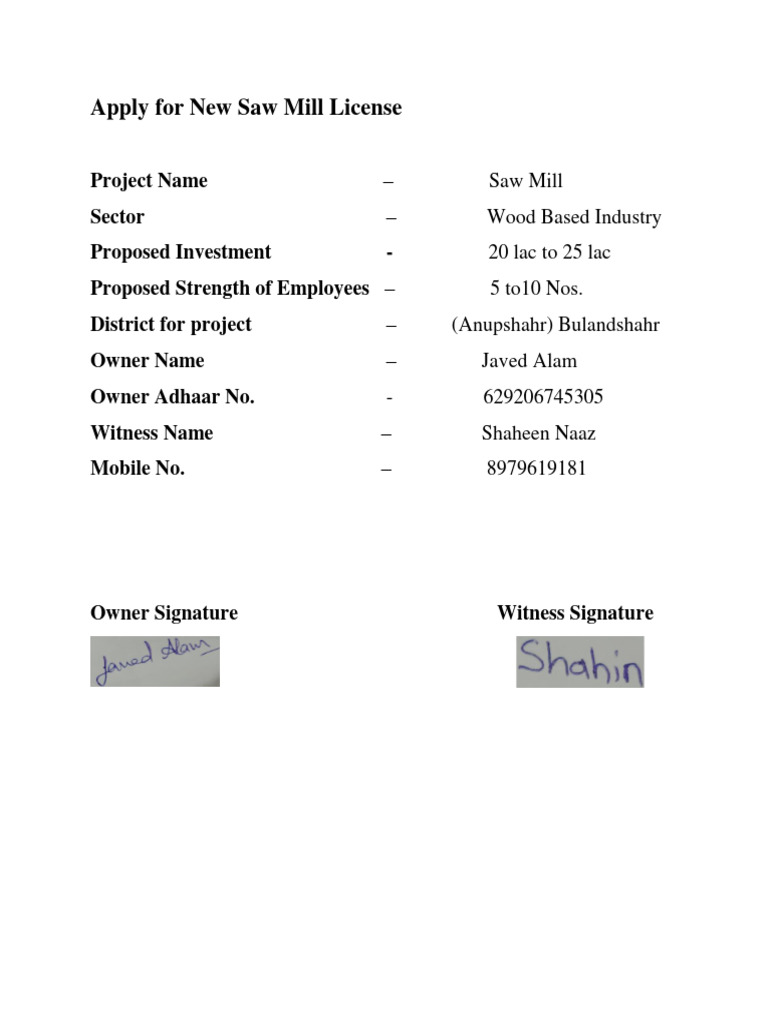 New Saw Mill License Application Guide | PDF | Technology & Engineering