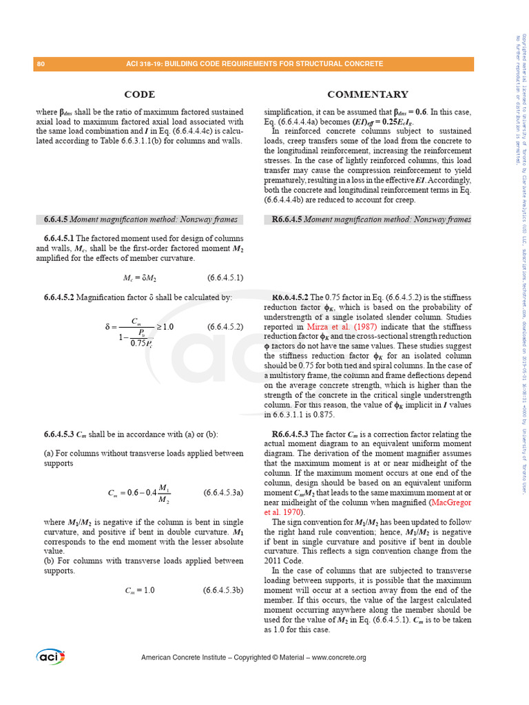 ACI Moment Magnification | PDF