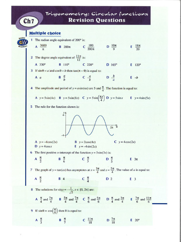 Circular Function Revision | PDF