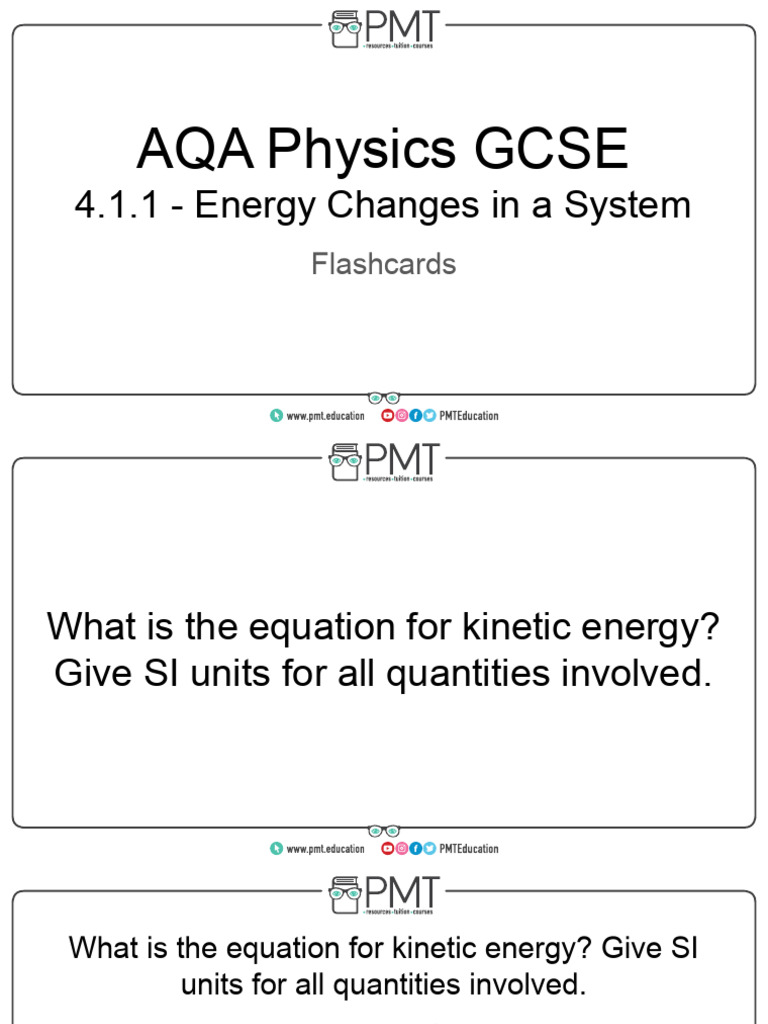 Energy Changes in Physics GCSE Flashcards | PDF | Potential Energy ...