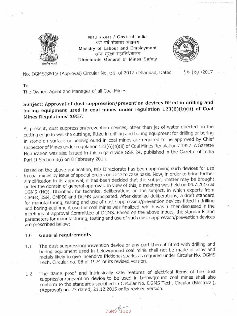 Compilation of DGMS Circulars Issued in 2017 | PDF | Lighting