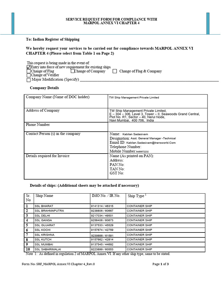SRF MARPOL Annex VI Ch.4 | PDF | Engines | Ships