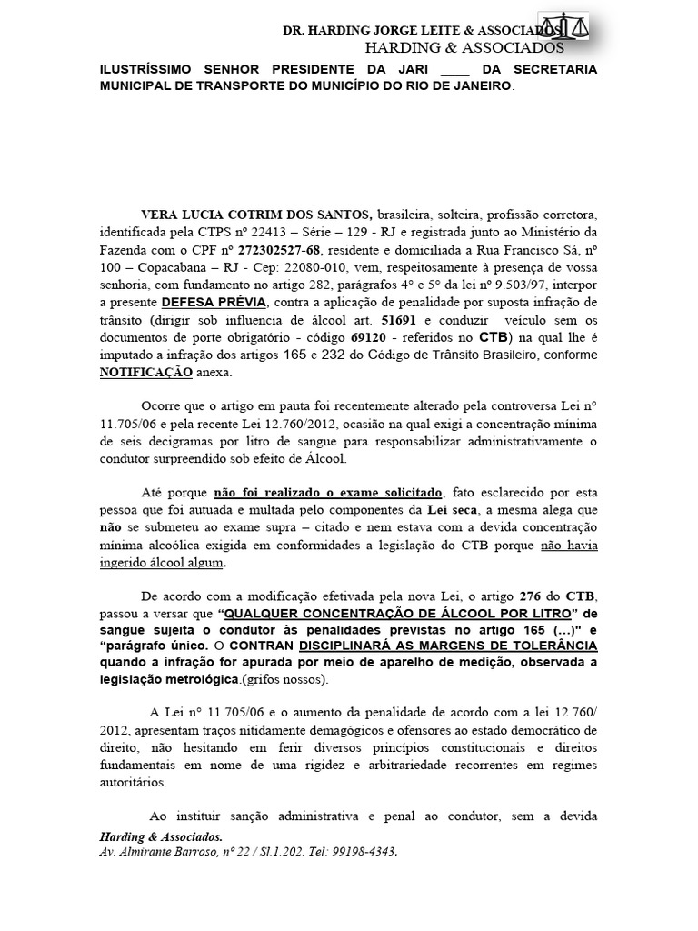 Recurso Multa II X Detran (Modelo) | PDF | Tráfego | Proibição